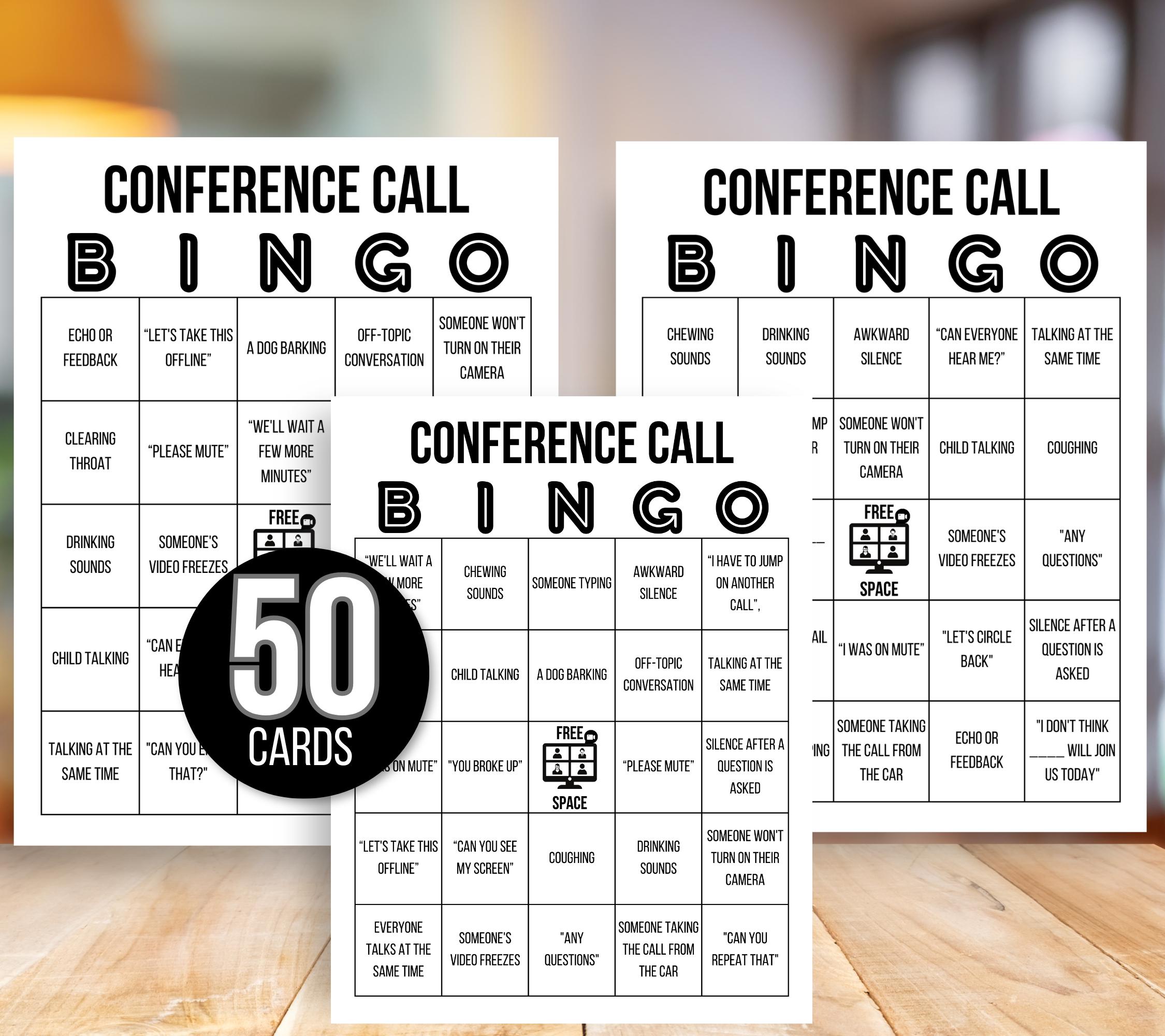 Conference Call Bingo, 50 Conference Call Bingo Game Cards, Conference ...