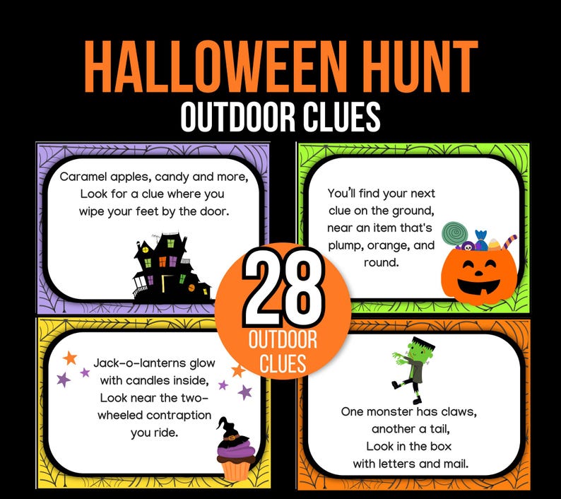 Halloween Treasure Hunt, Indoor Halloween Scavenger Hunt, Outdoor ...