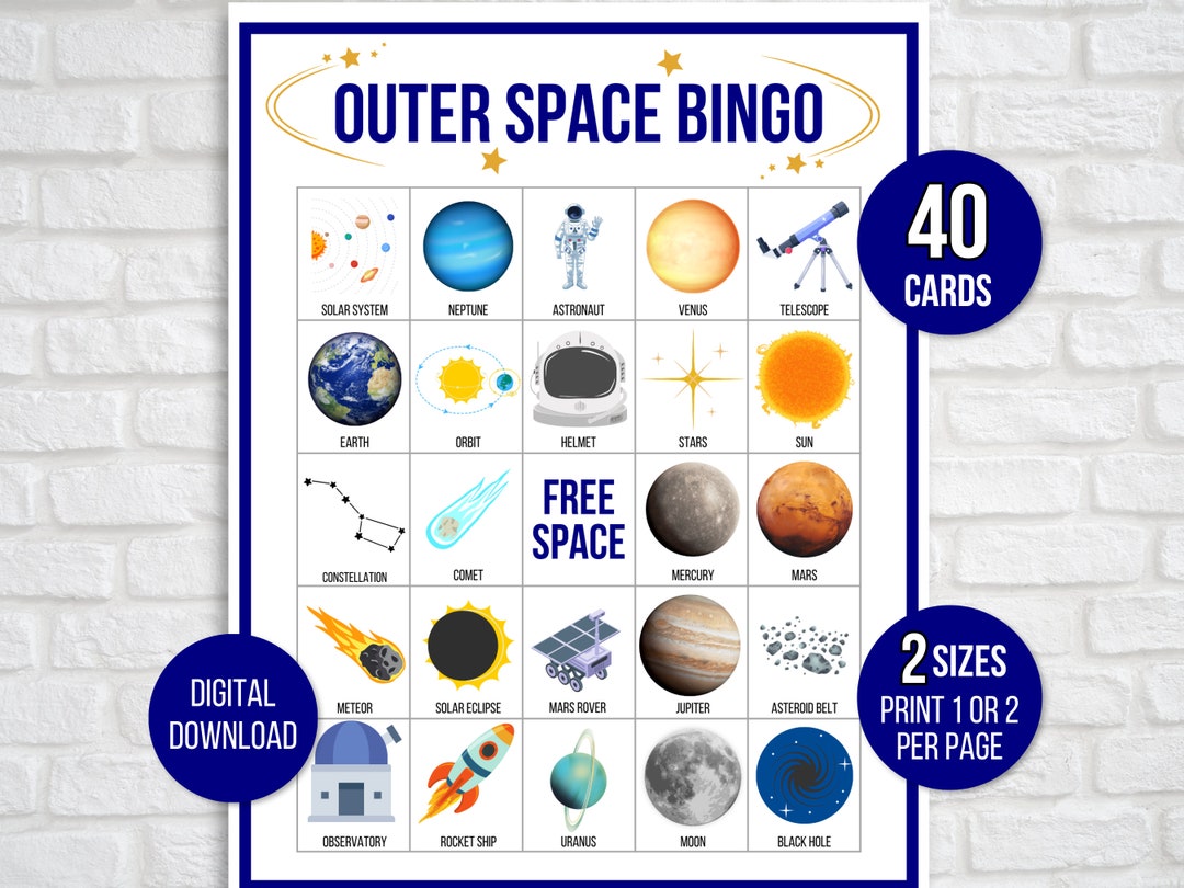 Outer Space Bingo, Solar System Bingo, Astronomy Bingo, 40 Printable ...