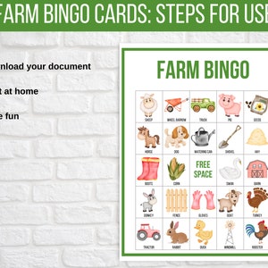 Farm Bingo, 30 Printable Farm Bingo Cards, Barnyard Bingo, Barnyard ...