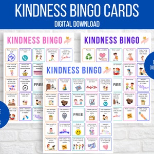 Kindness Bingo, 3 Kindness Bingo Cards, Acts of Kindness Bingo, Kid's ...