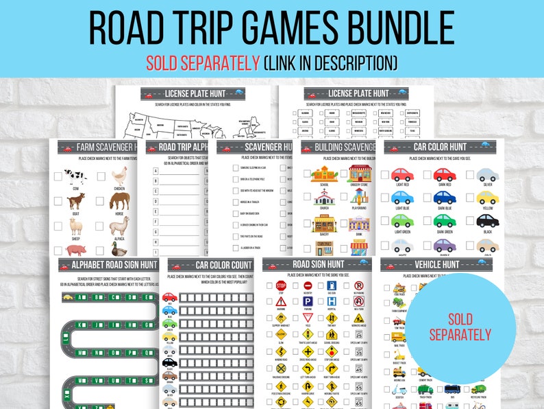 Road Trip Bingo 10 Printable Road Trip Bingo Cards Family - Etsy