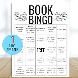 Book Bingo, 10 Printable Book Bingo Cards, Book Bingo Challenge, Book ...