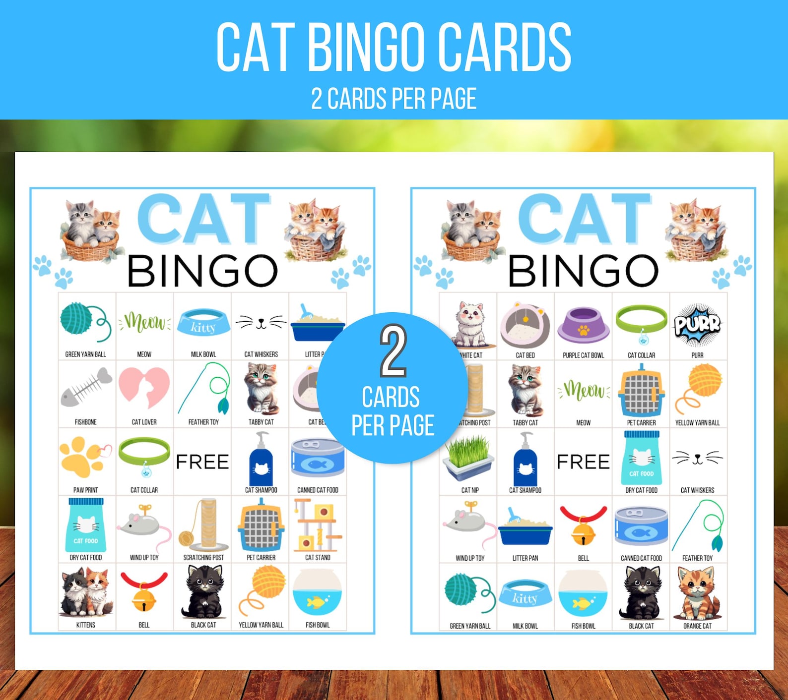 Cat Bingo, 30 Printable Cat Bingo Cards, Cat Birthday Party Game, Cat ...