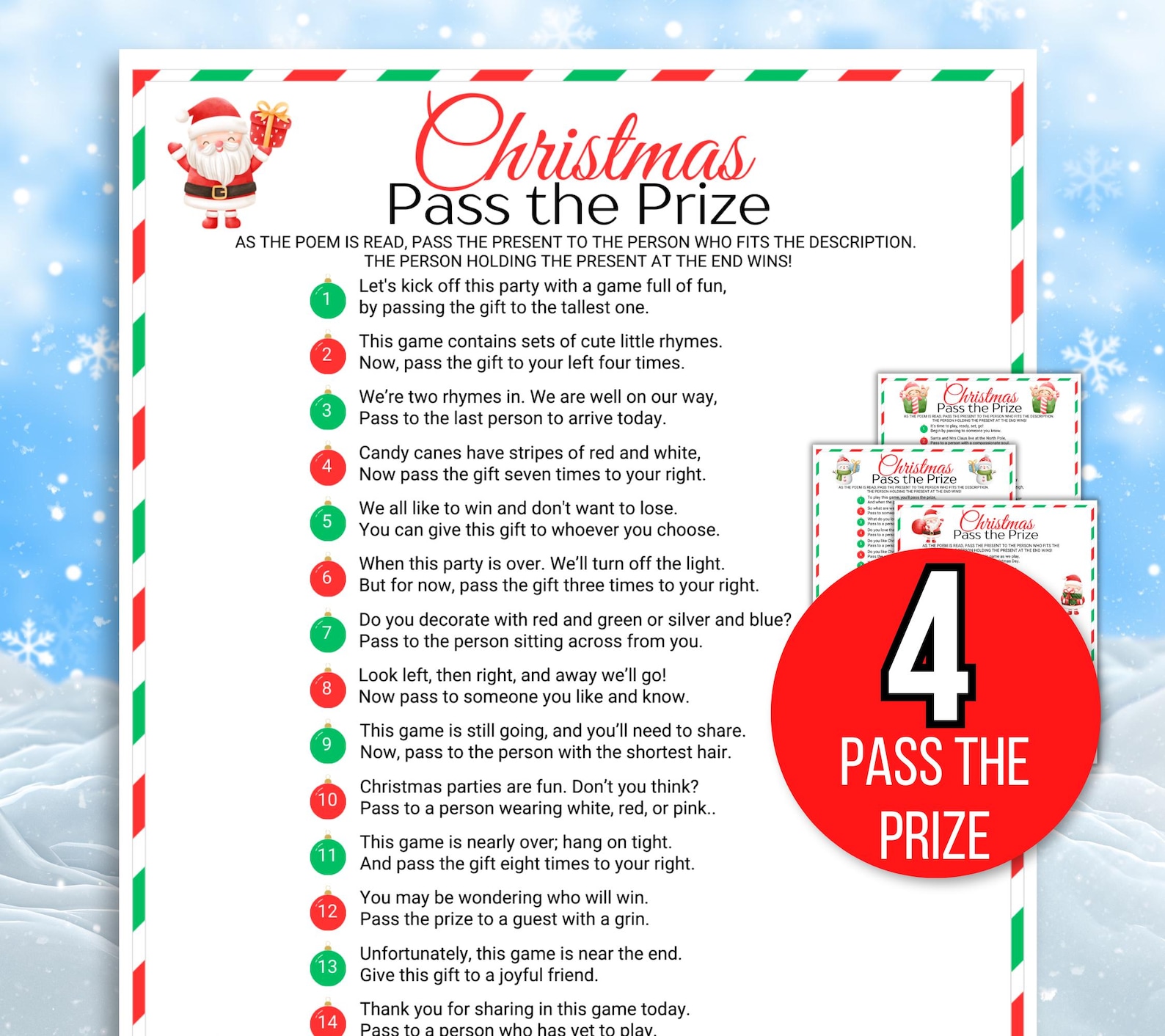 Christmas Pass the Prize Game, Christmas Pass the Present Game ...