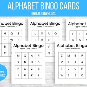 Alphabet Bingo, 100 Printable Alphabet Bingo Cards, ABC Practice, ABC ...