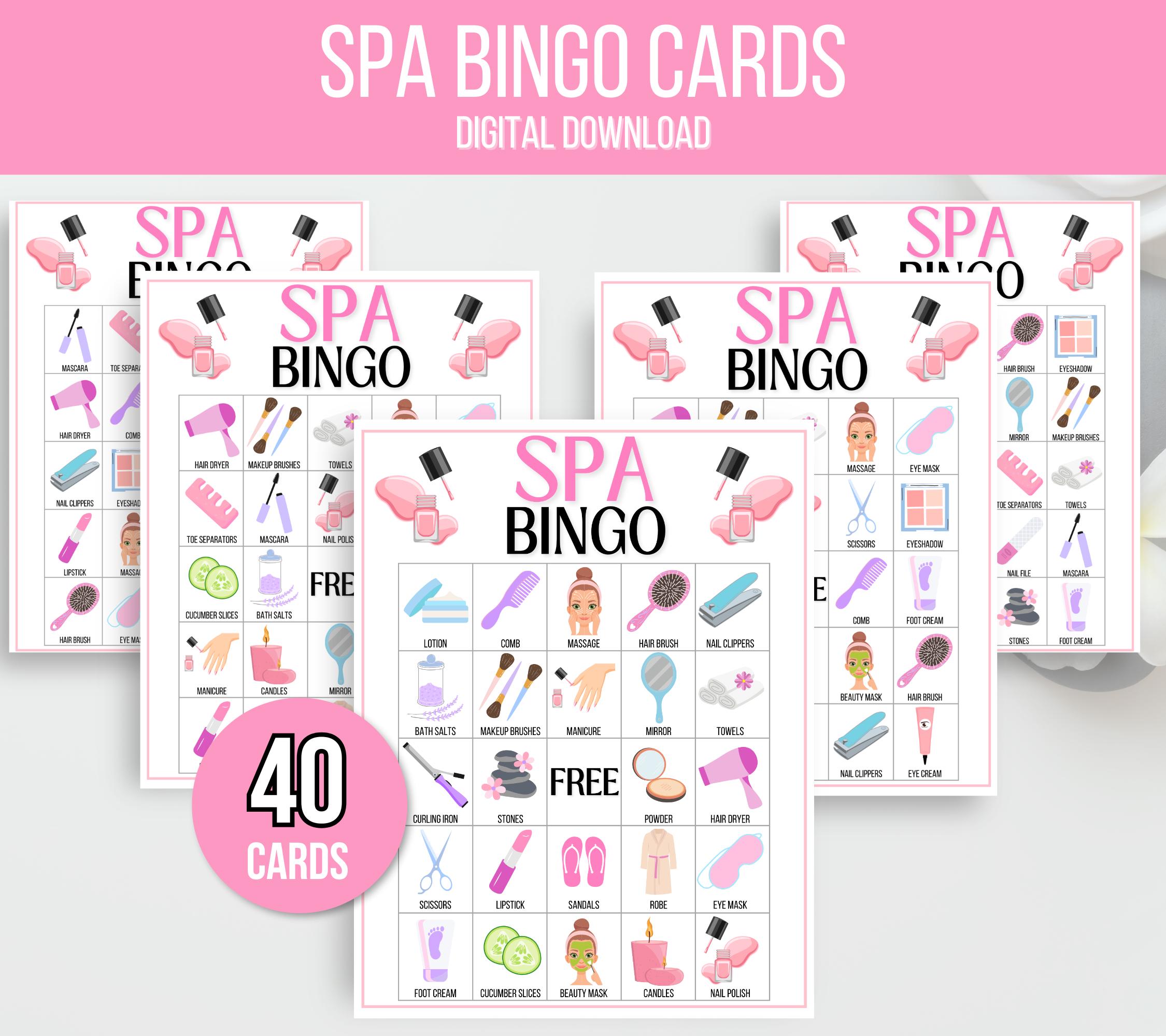 Spa Bingo, 40 Spa Bingo Cards, Spa Birthday Party Game, Girls Party ...