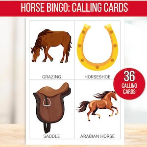 Horse Bingo, 50 Horse Bingo Cards, Horse Game, Horse Game for Kids ...