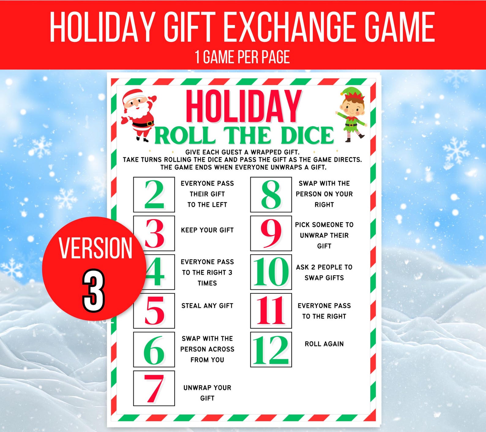 Roll the Dice Holiday Gift Exchange Games, Fun Christmas Games ...