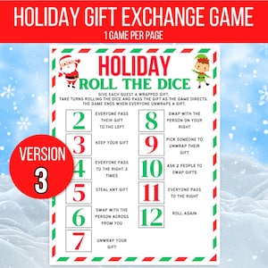 Roll the Dice Holiday Gift Exchange Games, Fun Christmas Games ...
