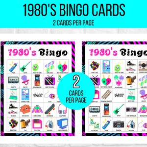80s Bingo, 1980s Bingo, Retro Bingo, 30 Printable 1980s Bingo Cards ...