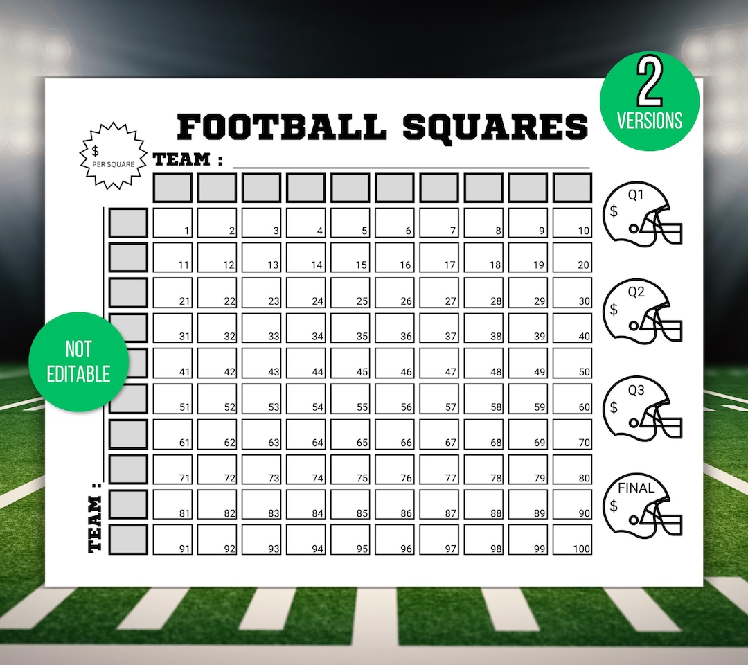 Super Big Game Football Squares, Football Squares, 2025 Super Big Bowl ...