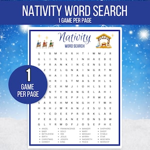Nativity Word Search, Fun Nativity Game, Printable Nativity Game ...