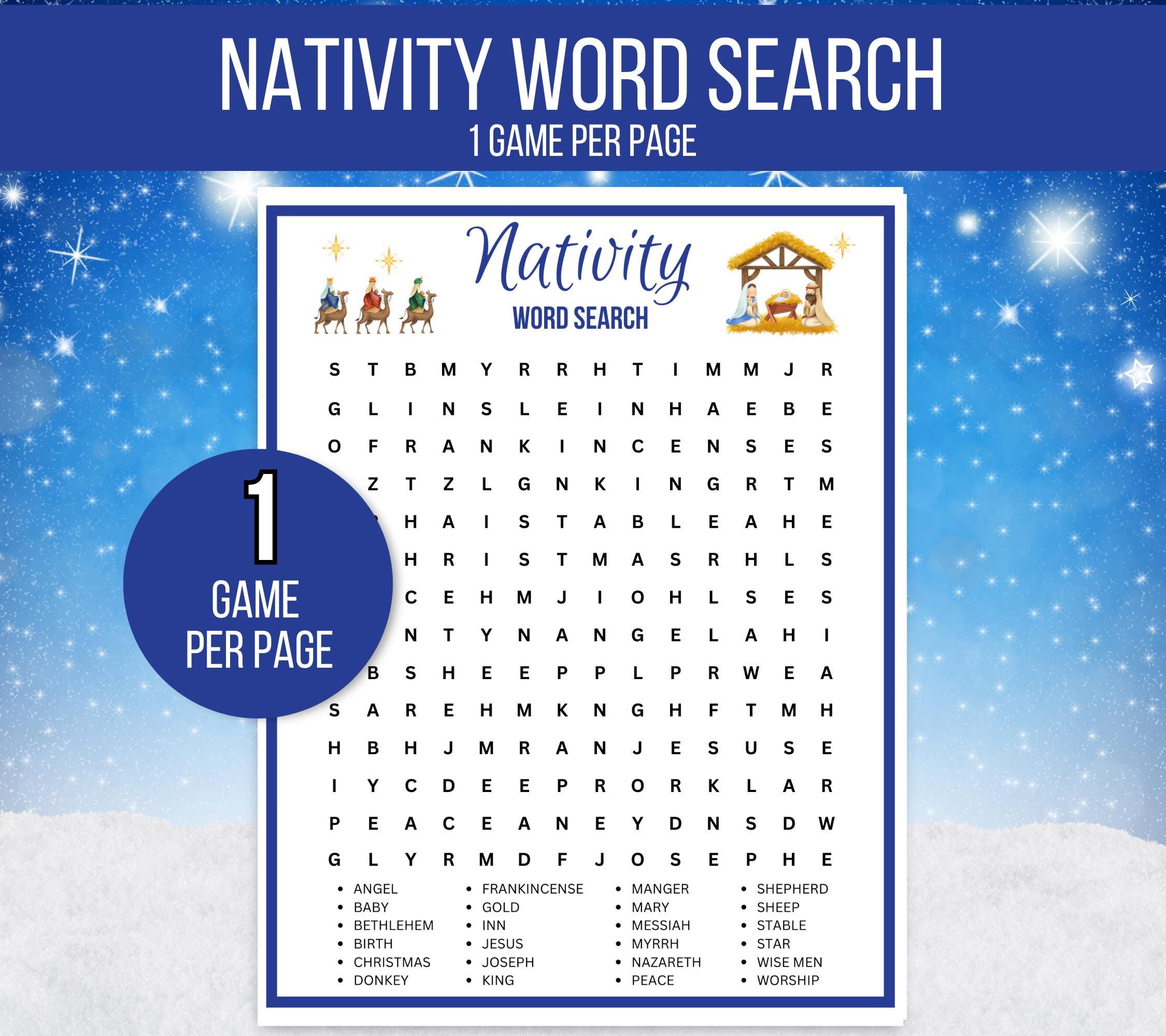 Nativity Word Search, Fun Nativity Game, Printable Nativity Game ...