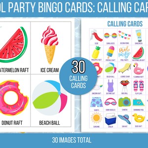 Pool Party Bingo, 30 Unique Printable Pool Bingo Cards, Pool Party Game ...
