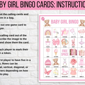 Baby Girl Bingo, Baby Shower Bingo, Baby Girl Shower Printable Game ...