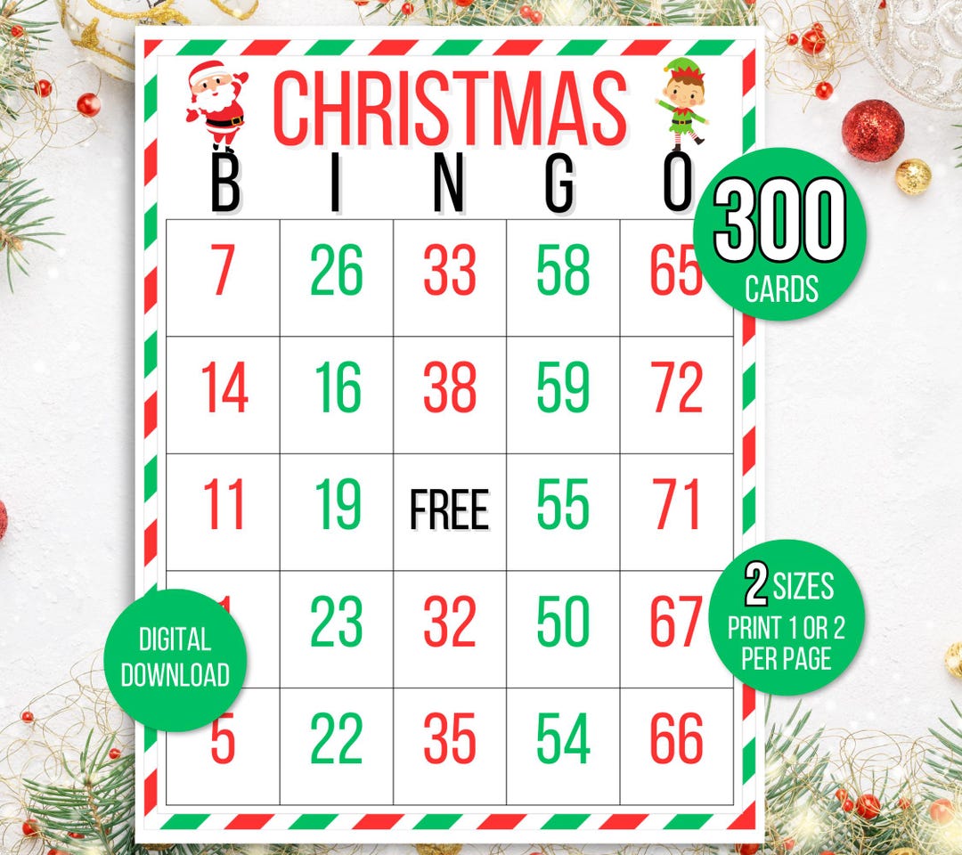 300 Christmas Bingo Cards, Christmas Number Bingo, Christmas Games ...