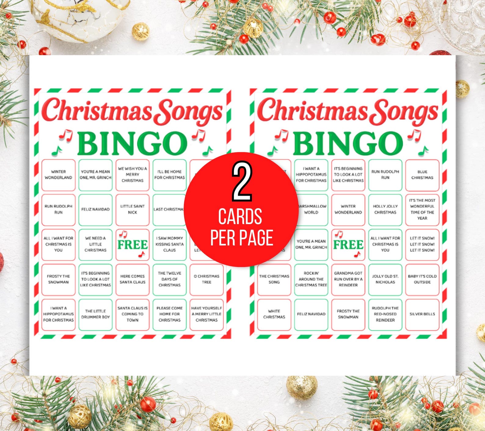 Christmas Songs Bingo, 50 Printable Christmas Songs Bingo Cards ...