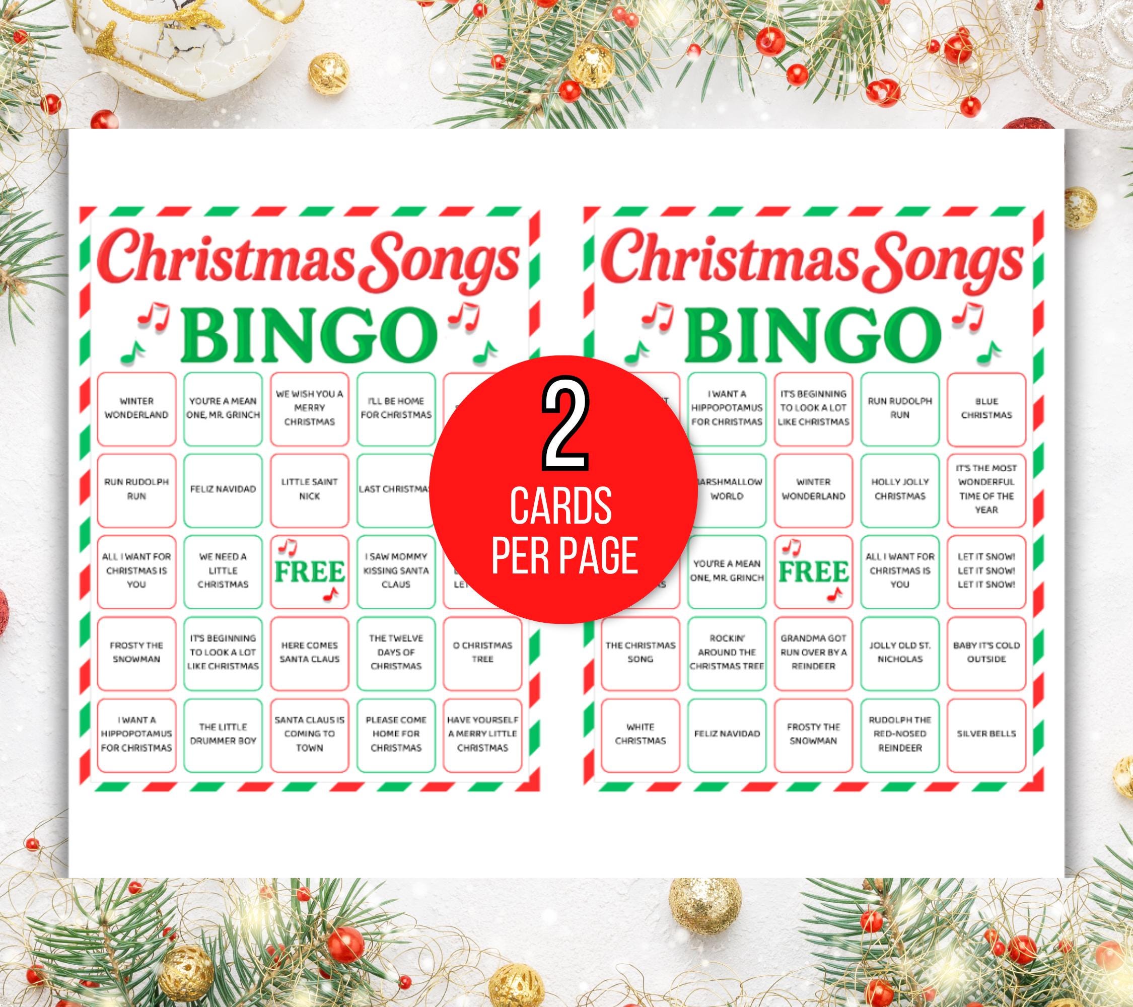 Christmas Songs Bingo, 50 Printable Christmas Songs Bingo Cards ...