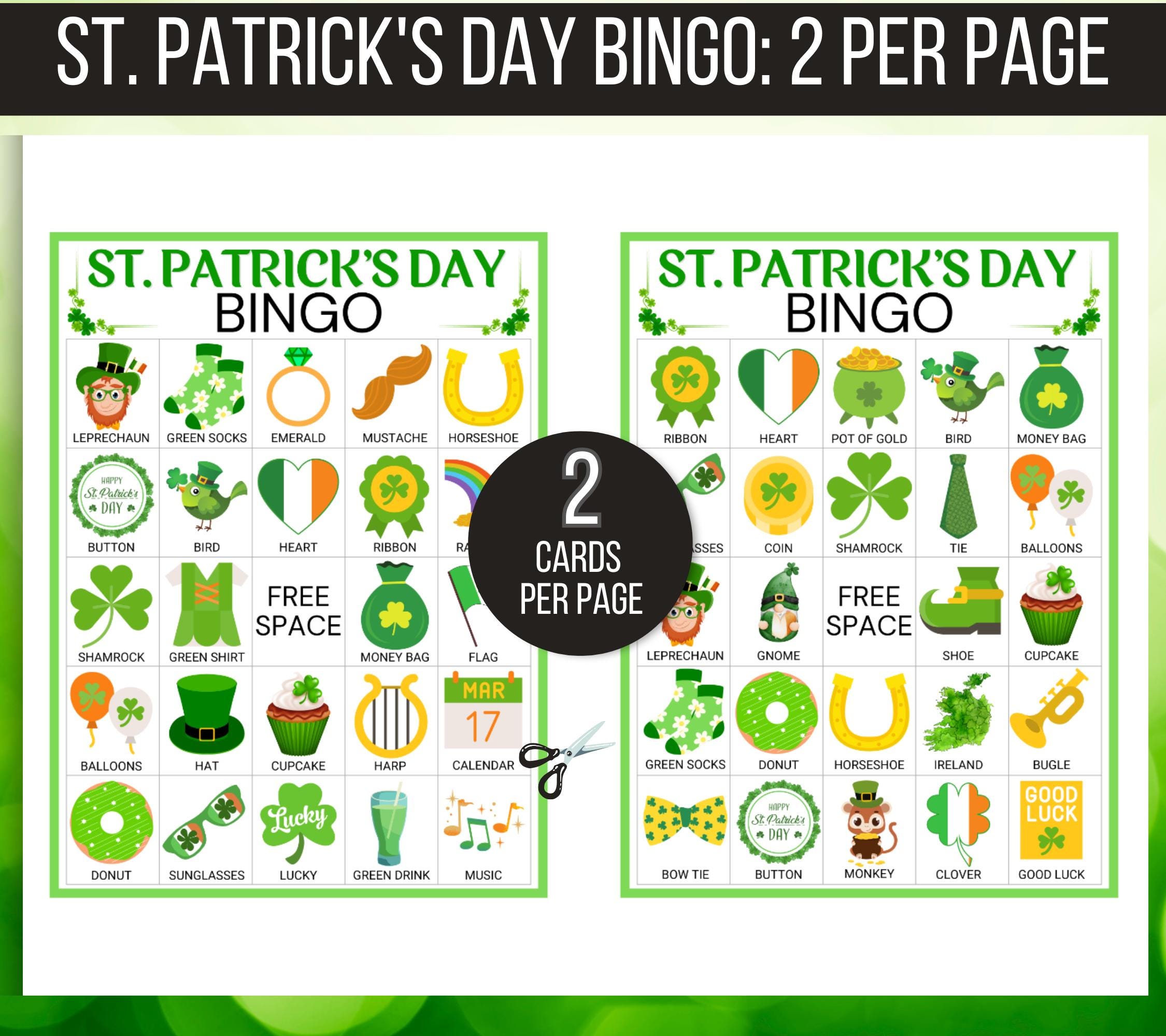 St. Patrick's Day Bingo, 30 St. Patrick's Bingo Cards, St. Patrick's ...