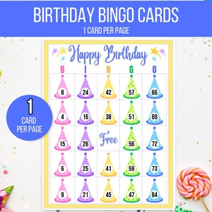 Birthday Bingo, 60 Birthday Bingo Cards, Birthday Party Game, Happy ...