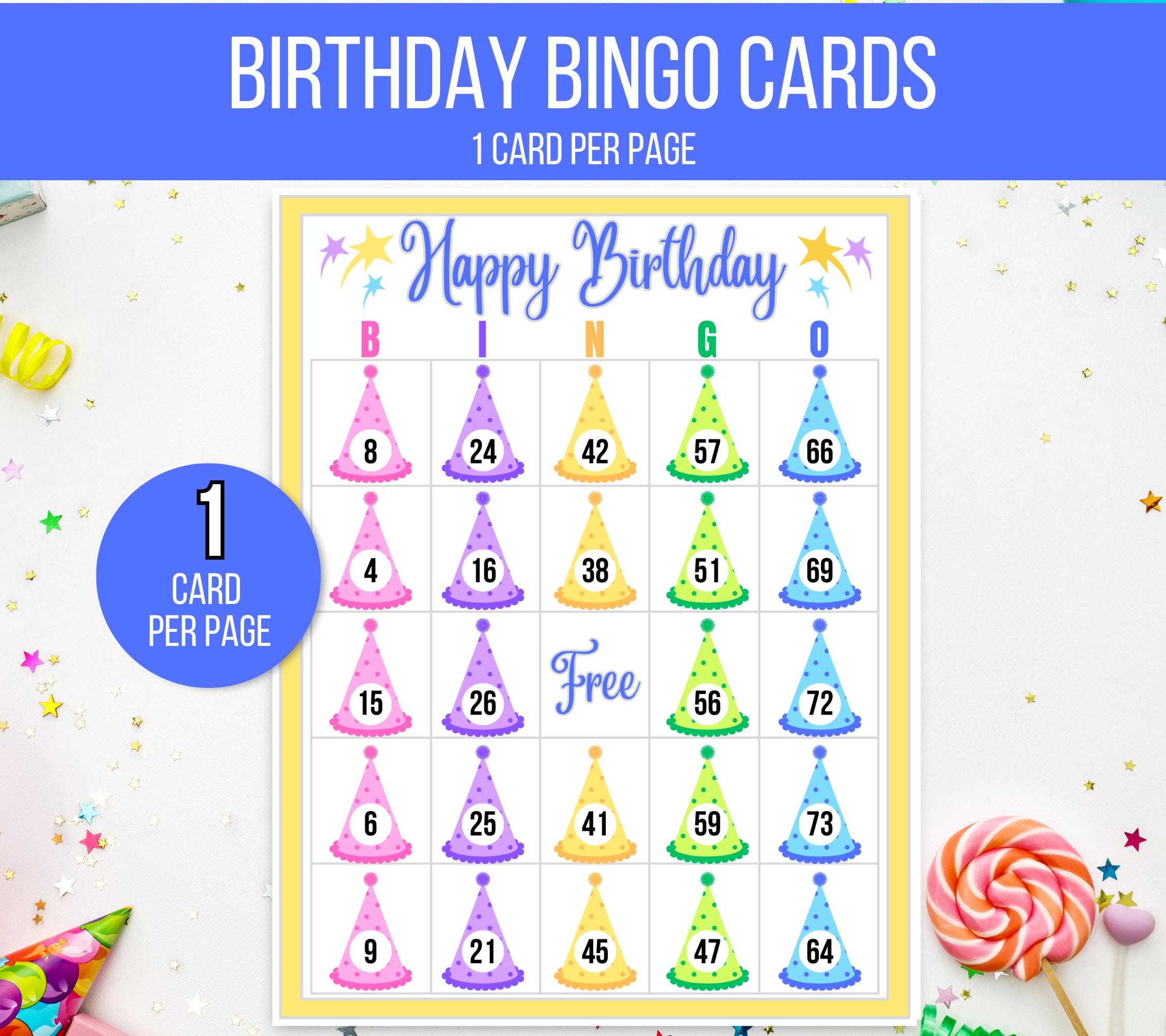 Birthday Bingo, 60 Birthday Bingo Cards, Birthday Party Game, Happy ...