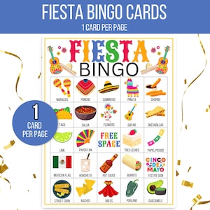 Fiesta Bingo, 30 Printable Fiesta Bingo Cards, Fiesta Activity for Kids ...