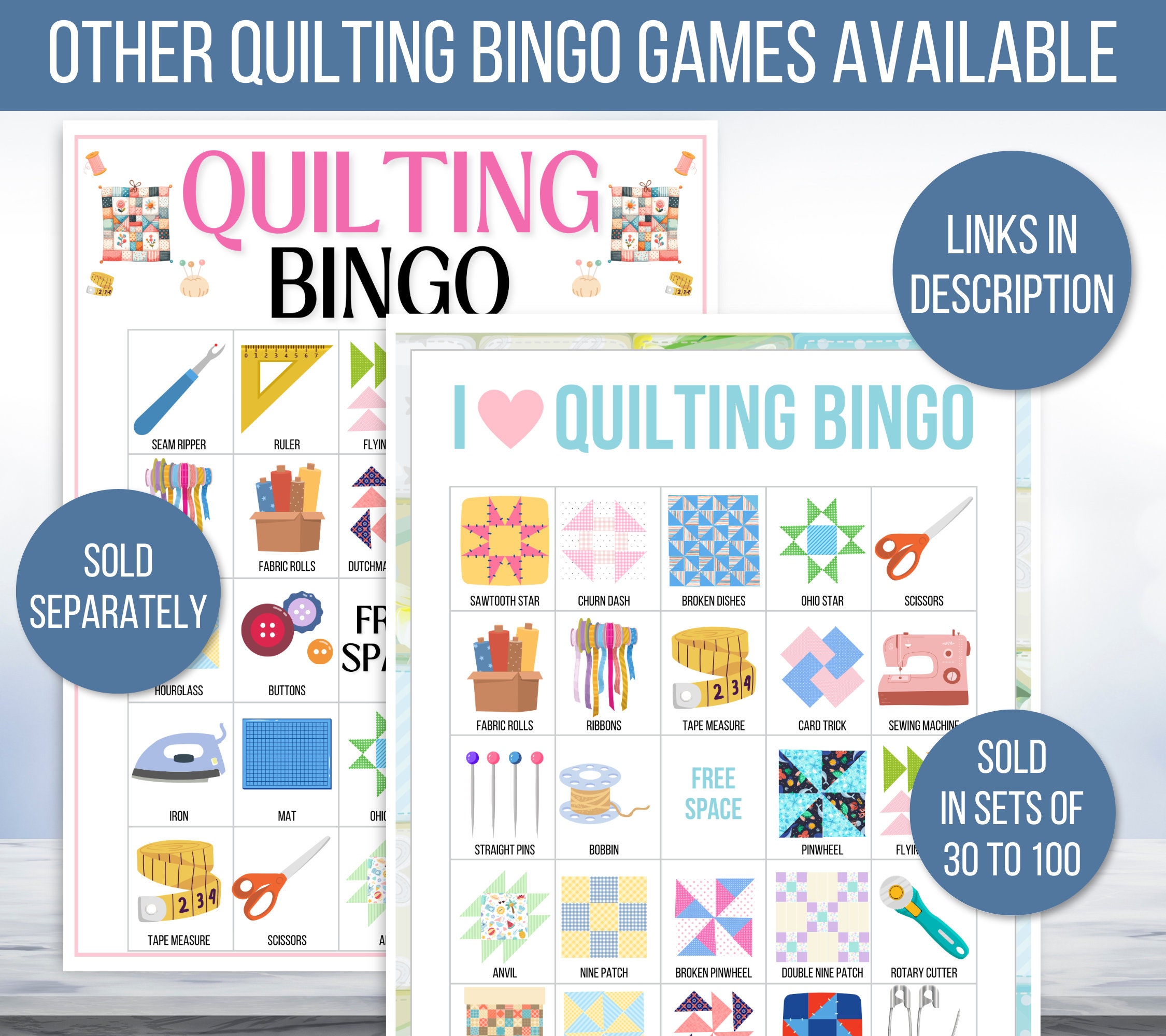 Quilt Bingo, 30 Printable Quilt Bingo Cards, Quilting Bingo, Quilting ...
