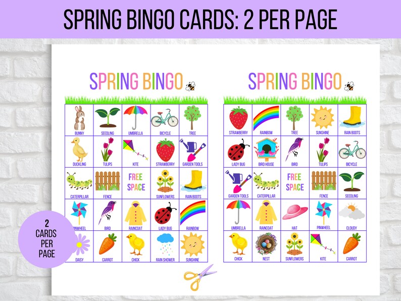 Printable Spring Bingo 30 Spring Bingo Cards Spring Activity - Etsy