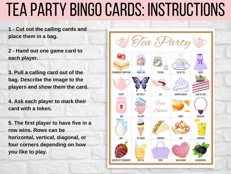 Tea Party Bingo 40 Unique Printable Tea Party Bingo Cards - Etsy