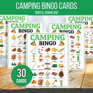 Camping Bingo, 30 Printable Camping Bingo Cards, Camping Game, Camping ...