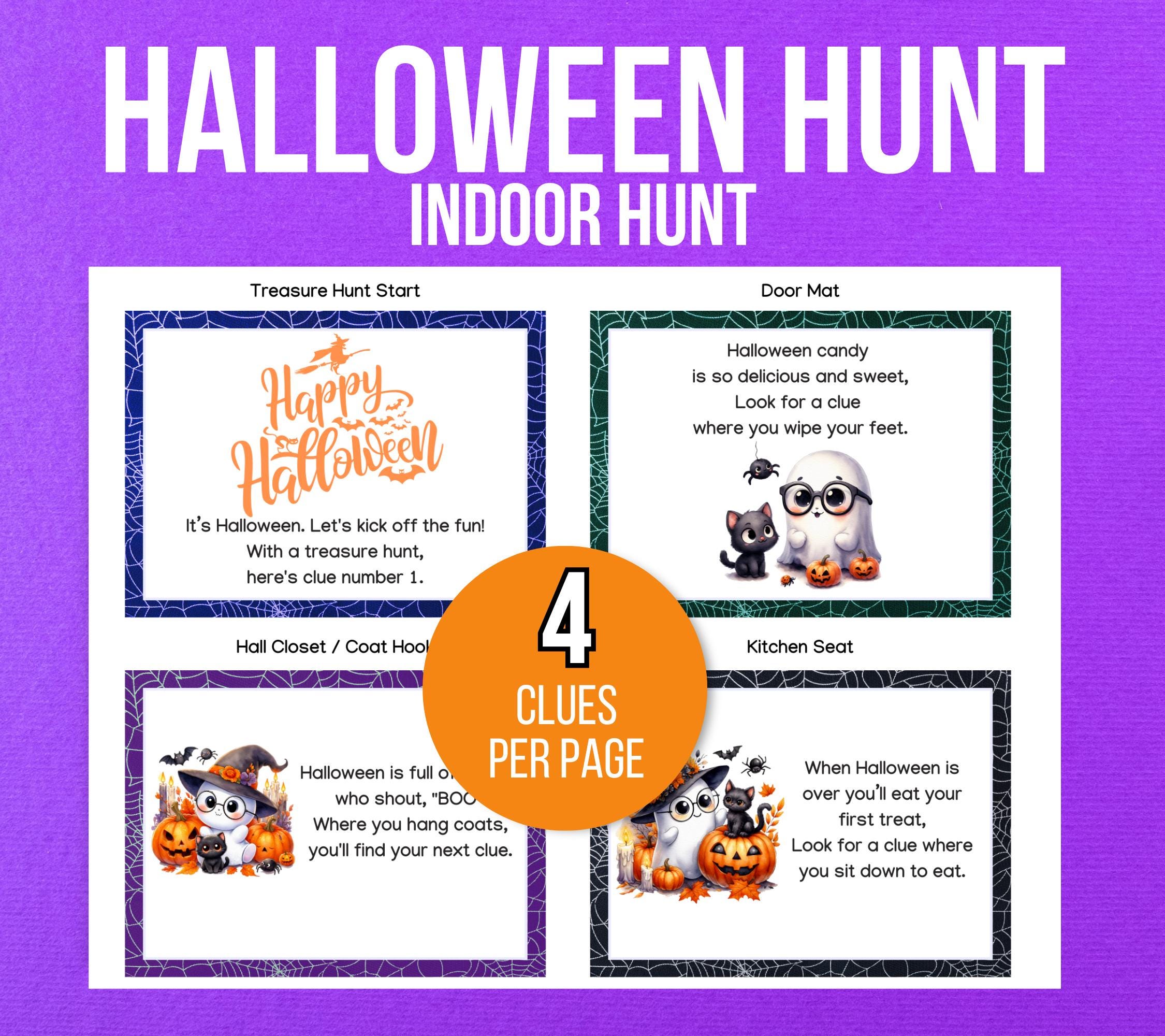 Indoor Halloween Treasure Hunt, Indoor Halloween Scavenger Hunt, 36 ...