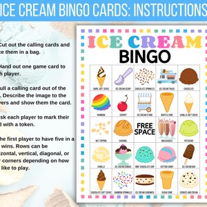 Ice Cream Bingo, 50 Printable Ice Cream Bingo Cards, Ice Cream Birthday ...
