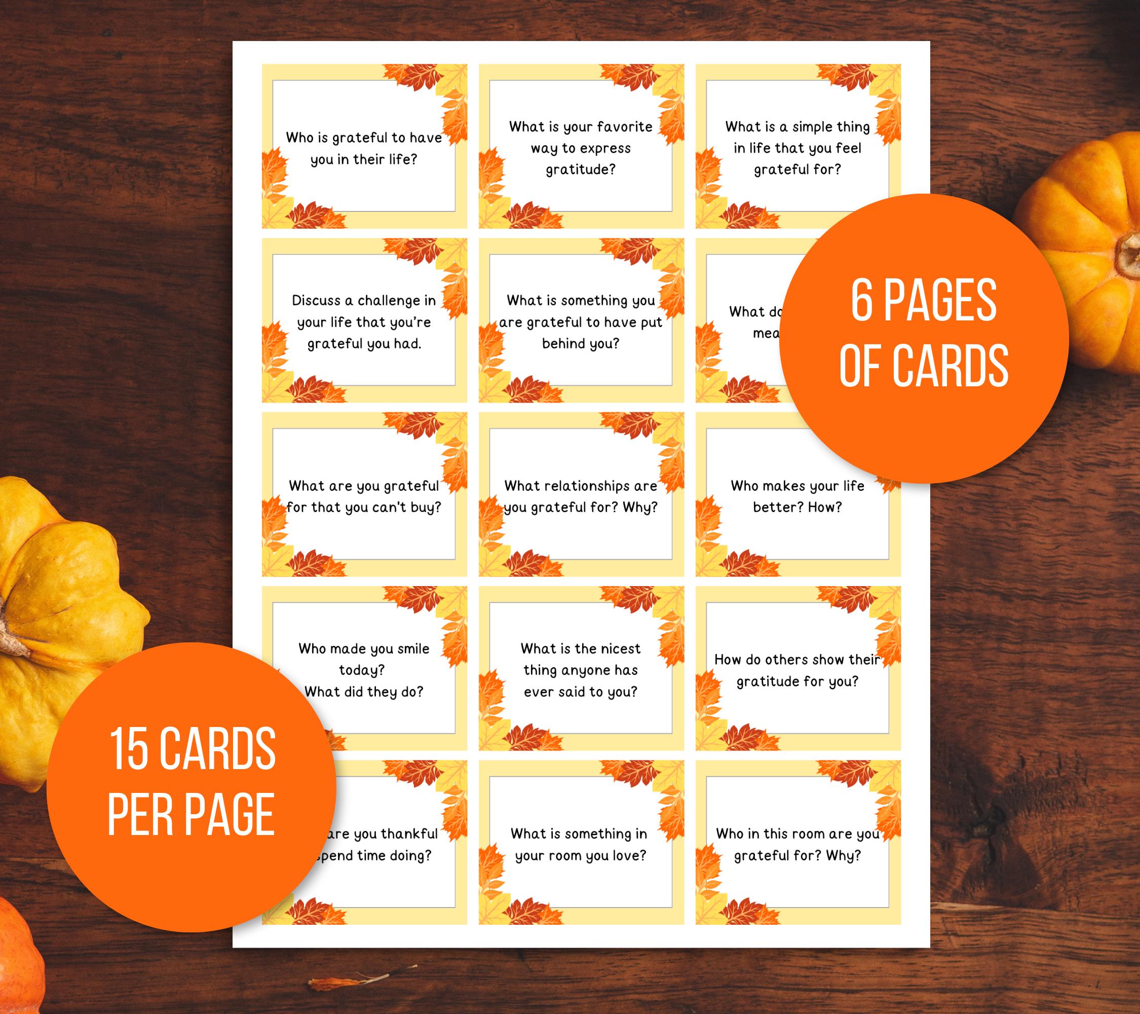 90 Gratitude Conversation Cards, Thanksgiving Conversation Cards ...