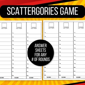 Scattergories Game, Family Scattergories Game, Scattergories Score ...