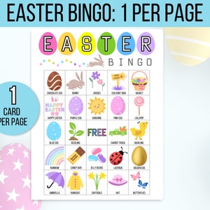 Easter Bingo, 50 Printable Easter Bingo Cards, Easter Activity for Kids ...