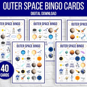 Outer Space Bingo, Solar System Bingo, Astronomy Bingo, 40 Printable ...