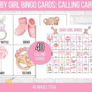 Baby Girl Bingo, Baby Shower Bingo, Baby Girl Shower Printable Game ...