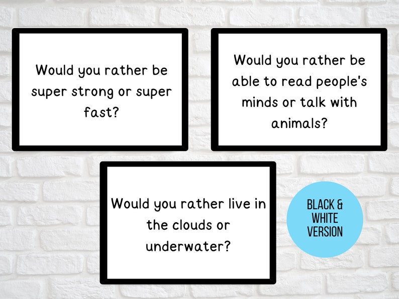 Would You Rather Questions for Kids Conversation Starters - Etsy