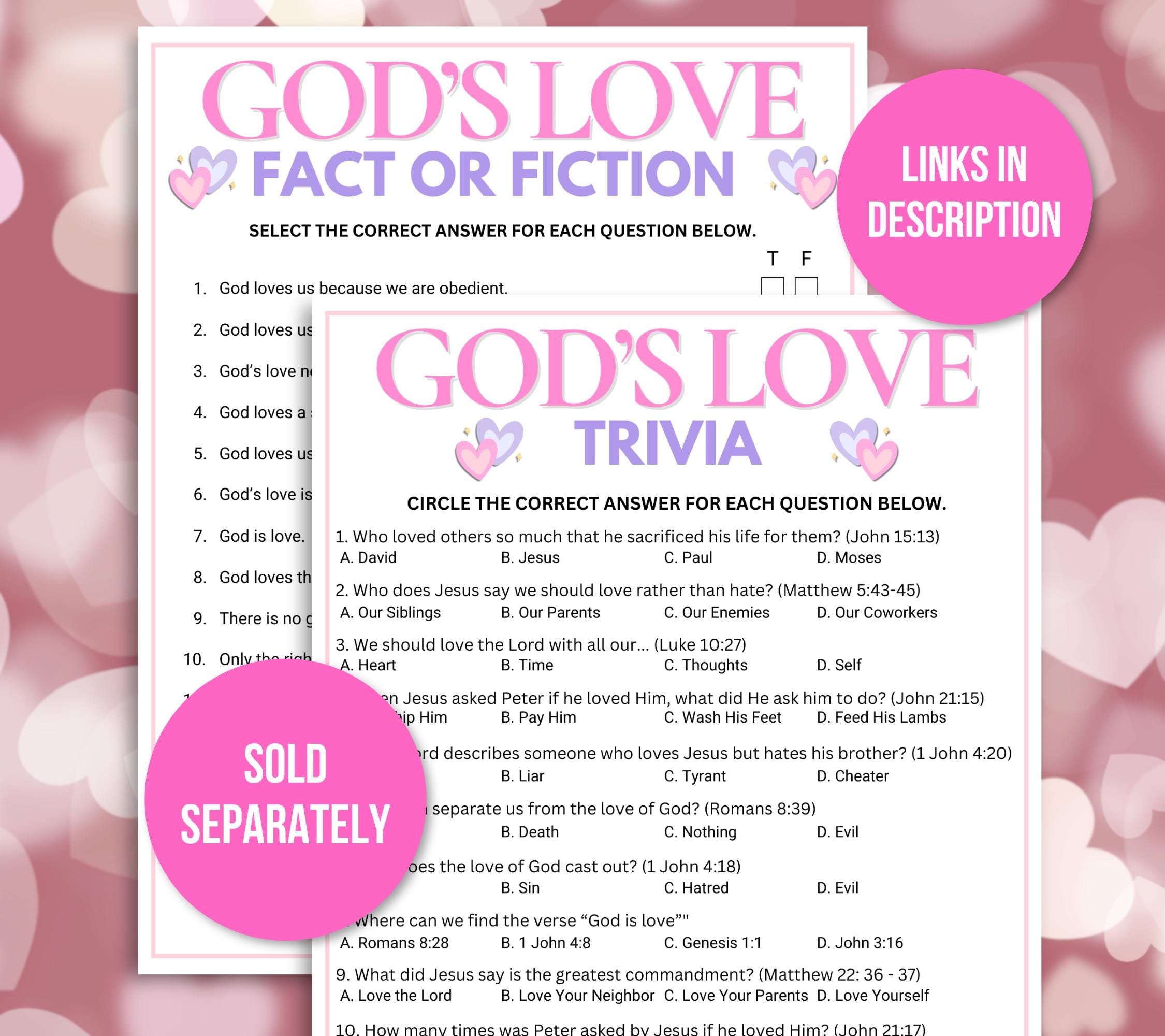 God's Love Dicebreaker, Bible Valentine's Dicebreaker, Bible Valentines ...