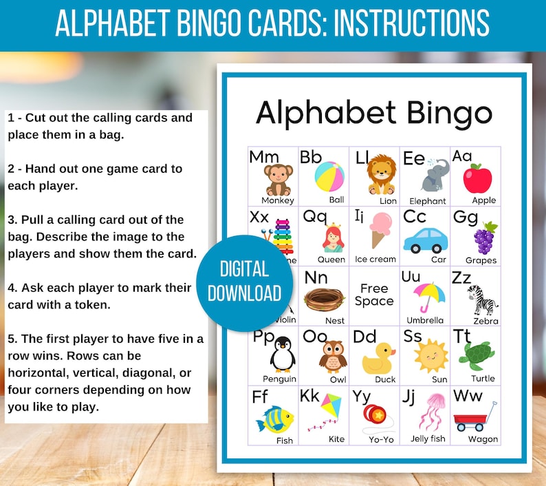 Alphabet Bingo, 30 Printable Alphabet Bingo Cards, ABC Practice, ABC ...