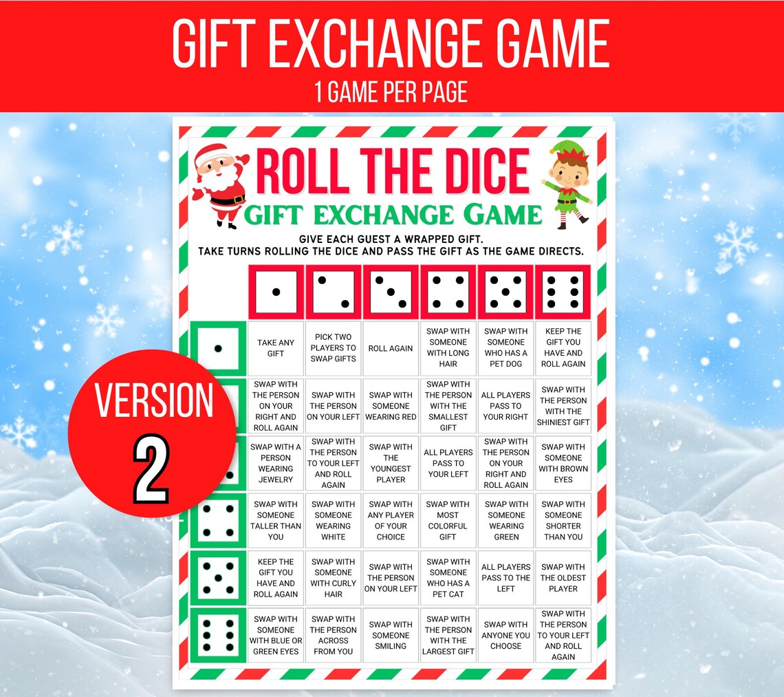 Roll the Dice Holiday Gift Exchange Games, Fun Christmas Games ...