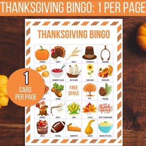 Thanksgiving Bingo, 30 Thanksgiving Bingo Cards, Thanksgiving Activity ...