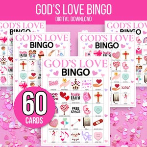Gods Love Bingo, 60 Gods Love Bingo Cards, Bible Bingo, Valentines ...