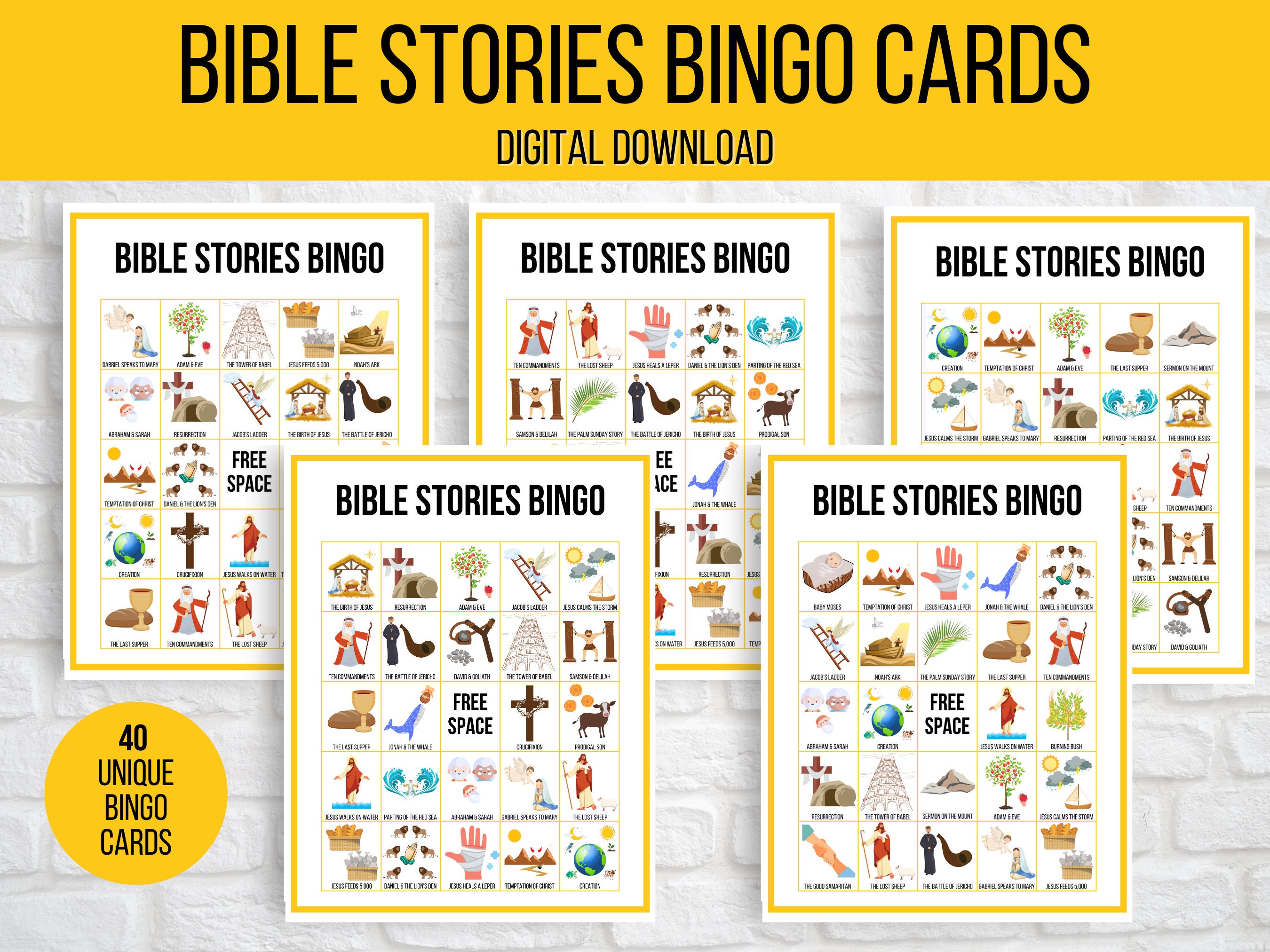 Bible Bingo Bible Stories Bingo 40 Bible Bingo Cards Bible - Etsy UK