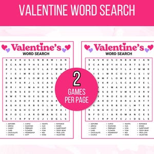 Valentine's Day Word Search, Fun Valentines' Day Game, Printable ...