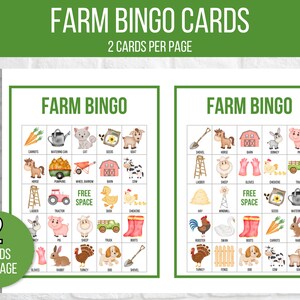 Farm Bingo, 30 Printable Farm Bingo Cards, Barnyard Bingo, Barnyard ...
