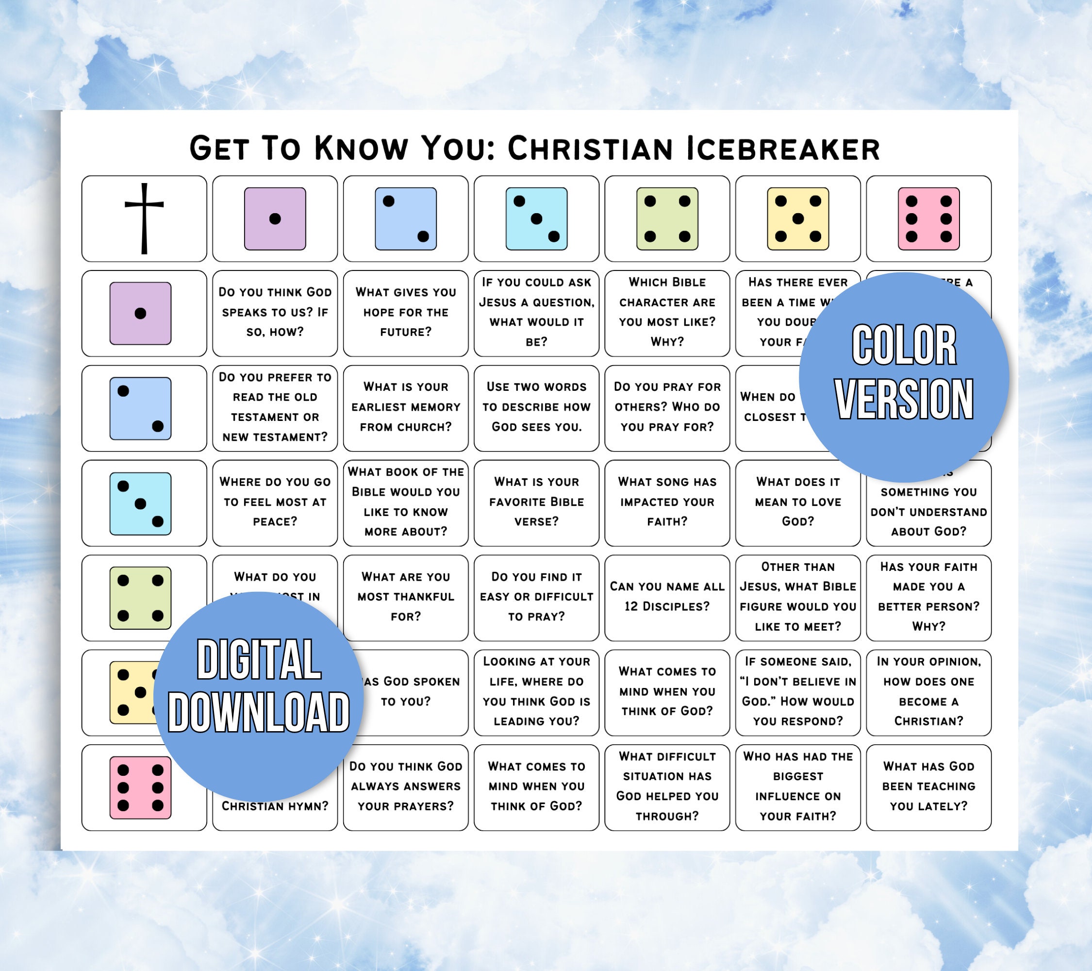 Christian Icebreaker, Christian Conversation Starters, Bible Games ...