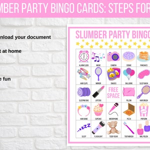 Slumber Party Bingo, Pajama Party Bingo, Sleepover Bingo, 30 Slumber ...