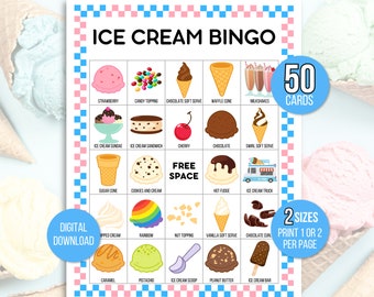 Ice Cream Bingo, Ice Cream Shop Bingo, Printable Bingo Cards, Ice Cream ...